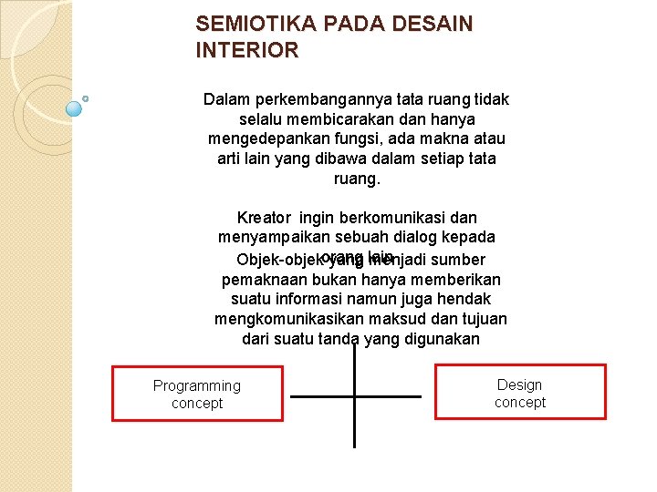 PERTEMUAN 2 KONSEP SEMIOTIKA DAN DINAMIKA INTERIOR PRINSIPPRINSIP