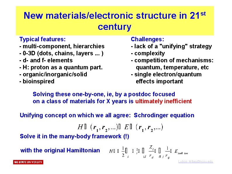New materialselectronic structure in 21 st century Typical