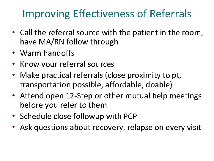 Treatment Options and Referral Resources for Substance Abuse