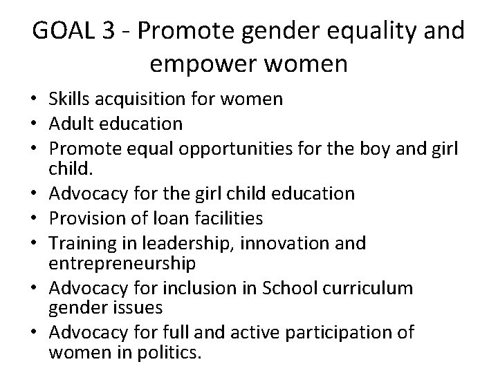 MDG GOALS AND ACTIVITIES Presented By Comfort Igwe