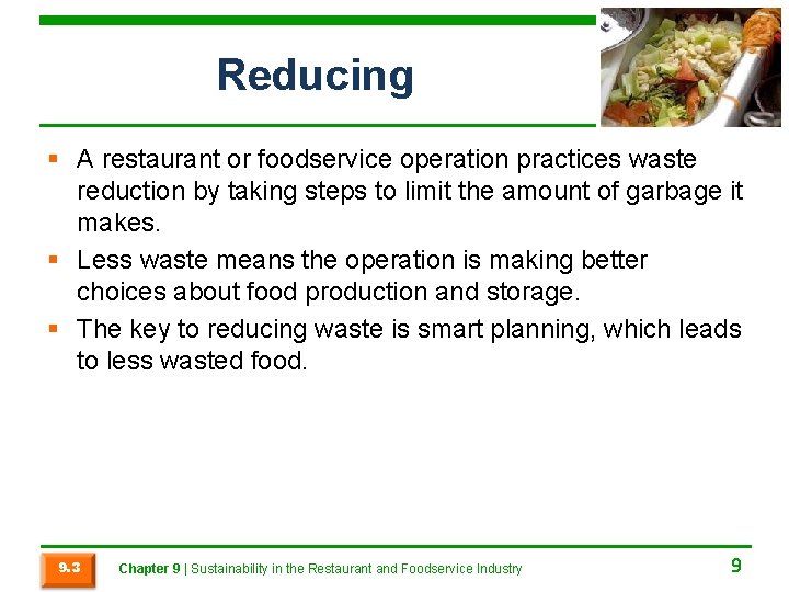 Chapter 9 Sustainability in the Restaurant and Foodservice