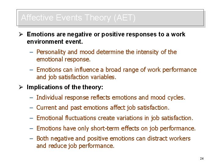 Lecture 5 Personality and Emotions ORGANIZATIONAL BEHAVIOR What