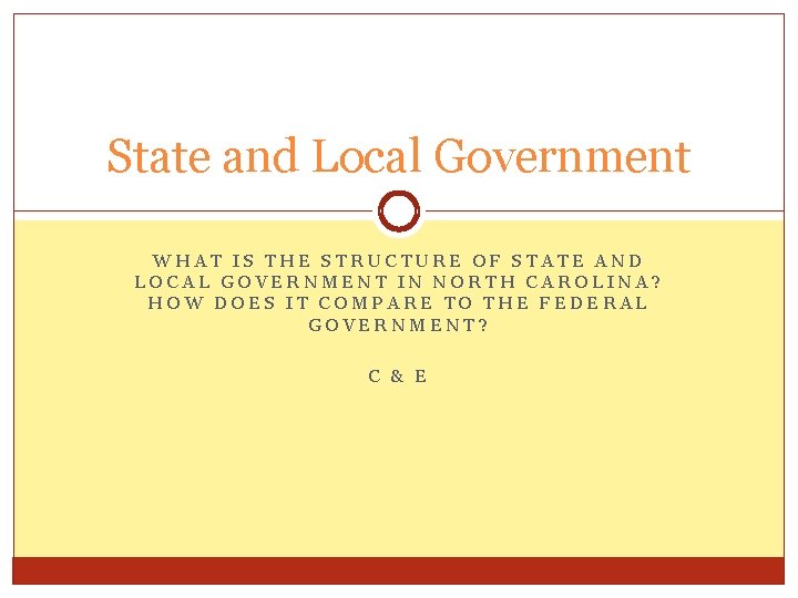 State and Local Government WHAT IS THE STRUCTURE
