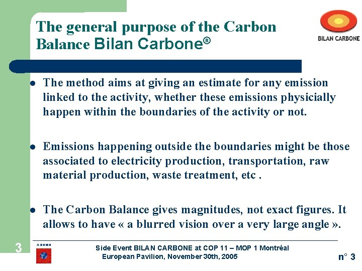 The Bilan Carbone Overview of a Carbon Balance