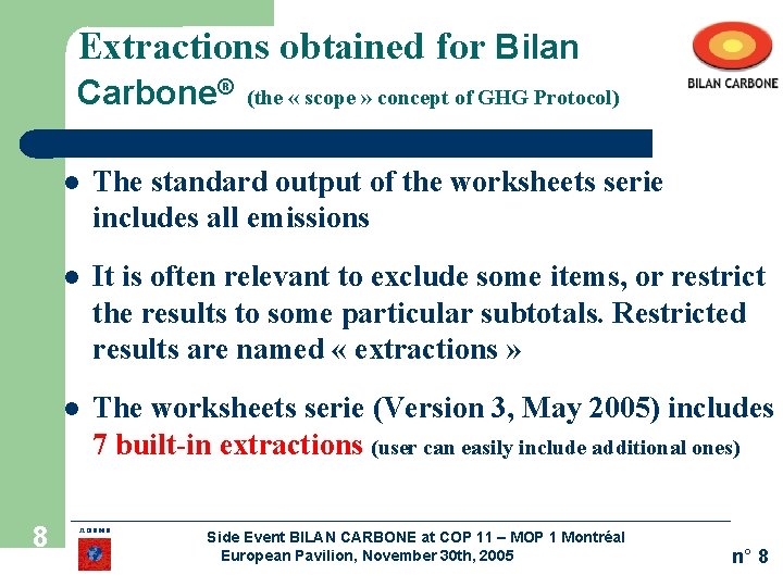 The Bilan Carbone Overview of a Carbon Balance