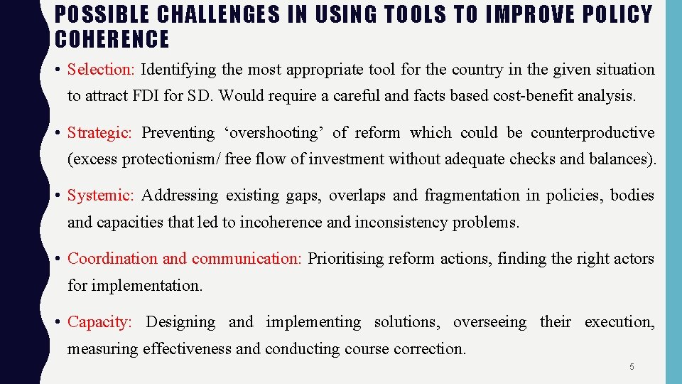 IMPROVING POLICY COHERENCE TO ATTRACT FDI FOR SUSTAINABLE