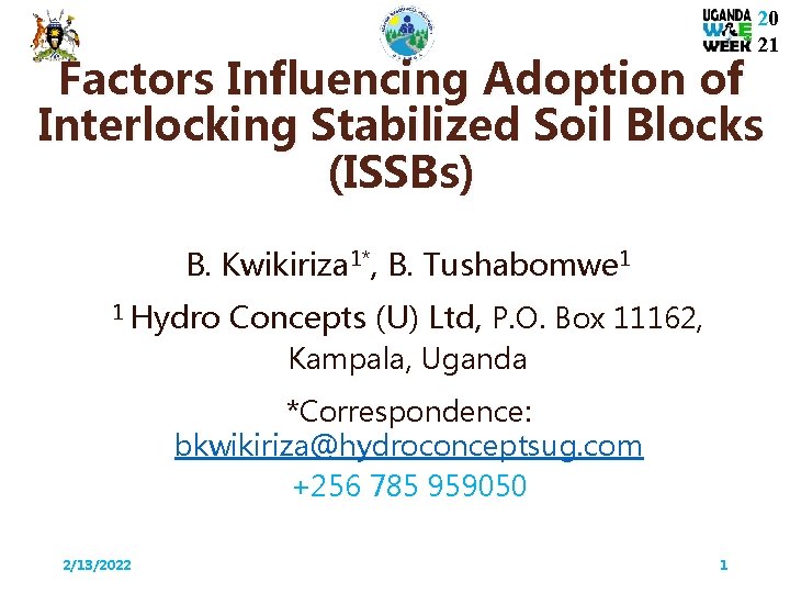 20 21 Factors Influencing Adoption of Interlocking Stabilized