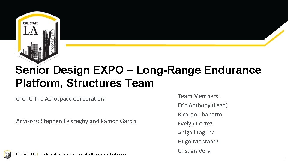 Senior Design EXPO LongRange Endurance Platform Structures Team