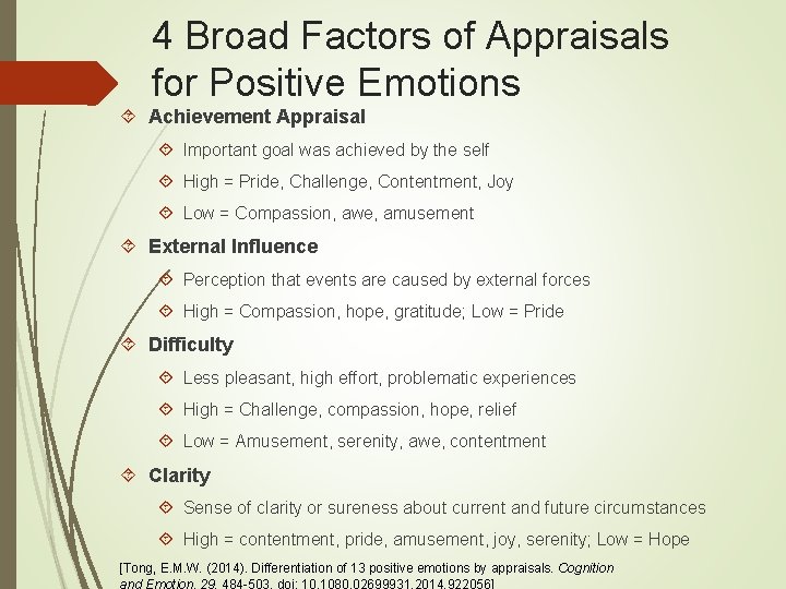 Positive Emotions Chapter 9 and 10 History of