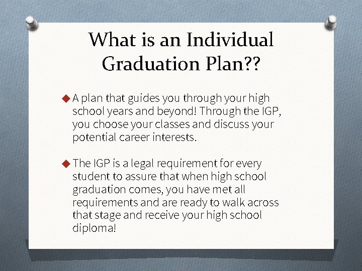 ROMS 8 th Grade Individual Graduation Plan IGP