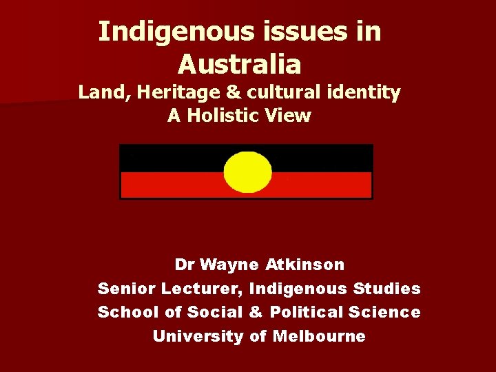 Indigenous issues in Australia Land Heritage cultural identity