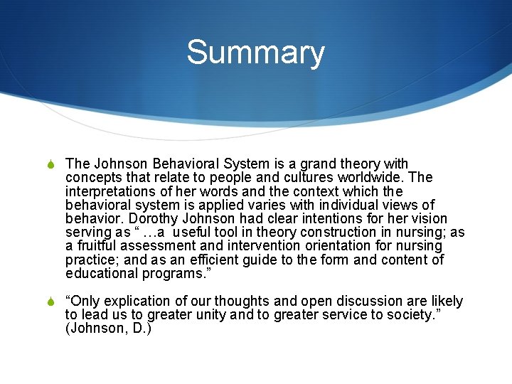 The Johnson Behavioral System Model Jennifer Graham Amanda