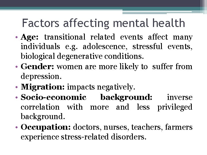 Public health and mental health By Dr Sabah