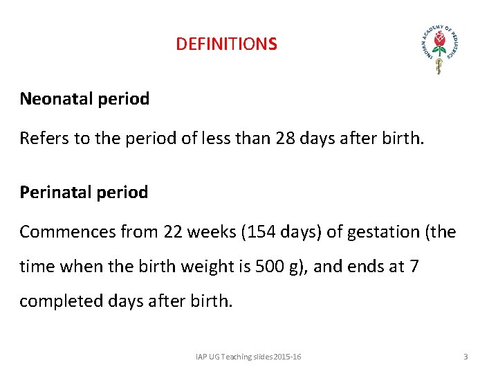 NORMAL NEWBORN AND THERMAL CARE IAP UG Teaching