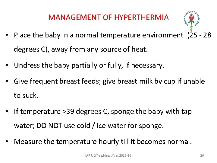 NORMAL NEWBORN AND THERMAL CARE IAP UG Teaching