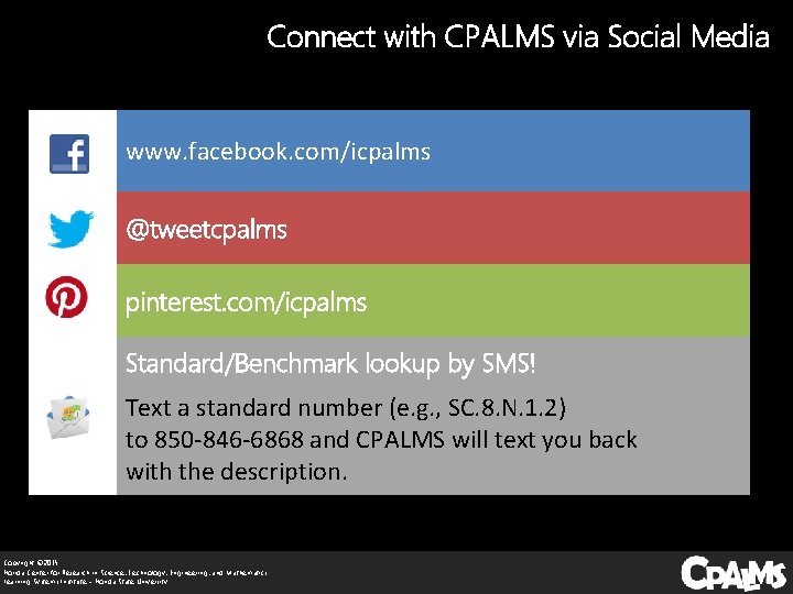 Connect with CPALMS via Social Media www facebook