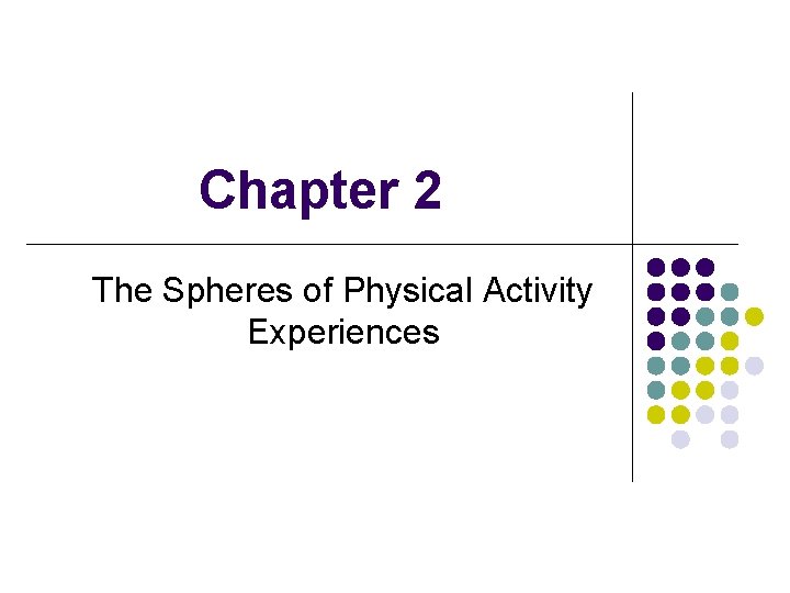 Chapter 2 The Spheres of Physical Activity Experiences