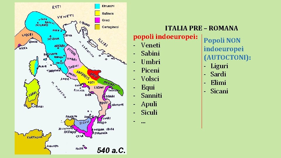 ITALIA PRE ROMANA popoli indoeuropei Popoli NON Veneti