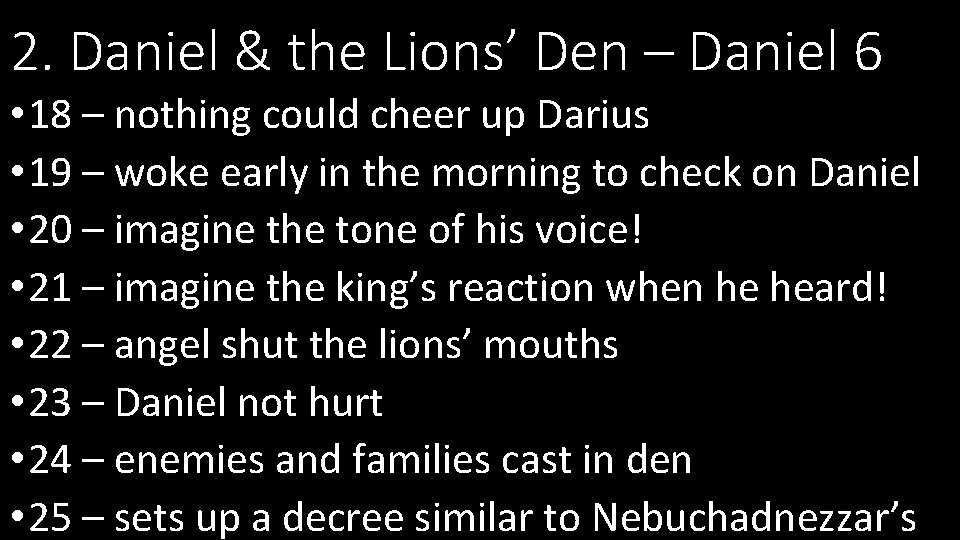 Wednesday Night Bible Study Lions Den Daniel 6