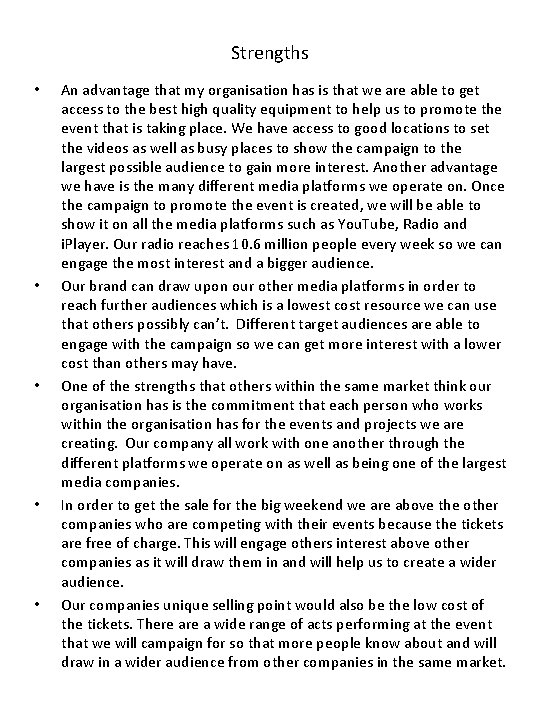 SWOT analysis BBC Radio 1s Big Weekend The