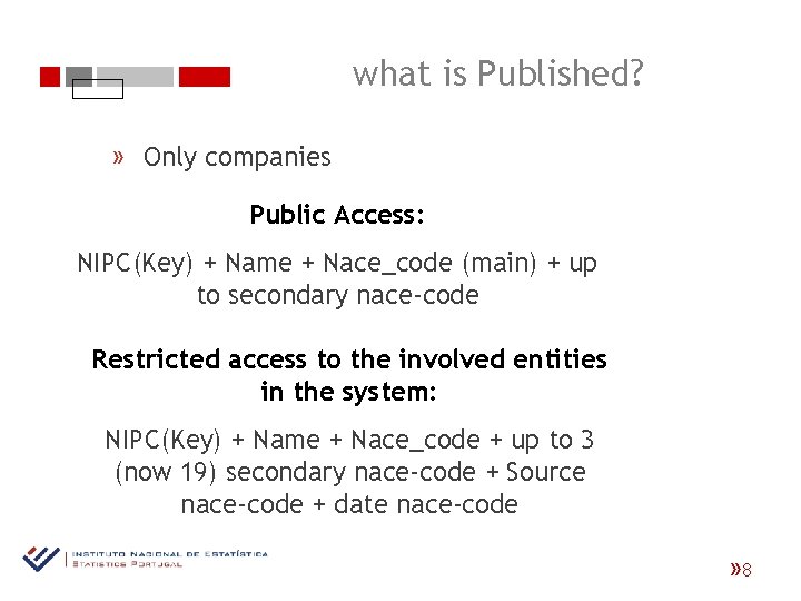 Integrated System for Activity Code Management Statistics Portugal