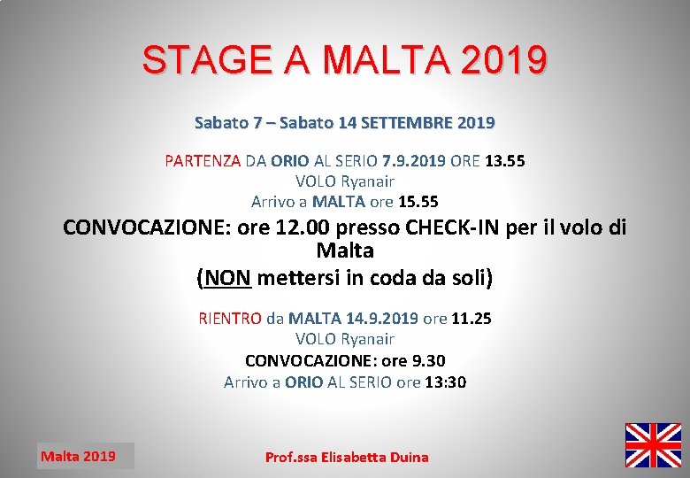 STAGE A MALTA 2019 7 14 SETTEMBRE 2019