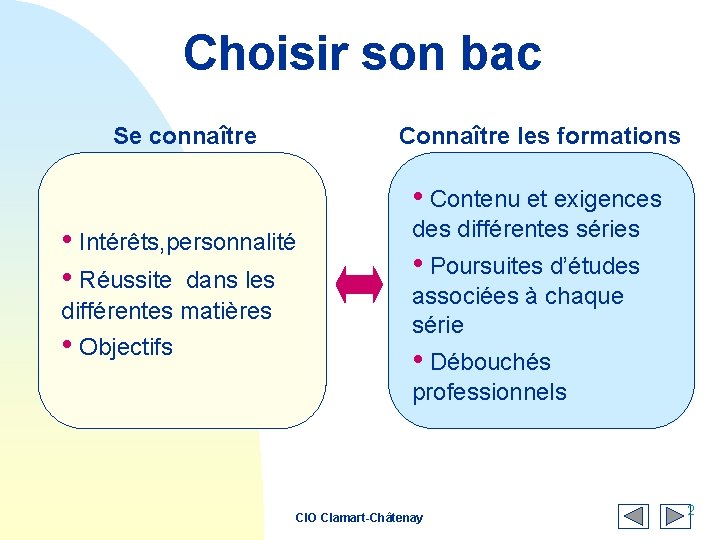 Aprs la classe de seconde CIO ClamartChtenay Choisir