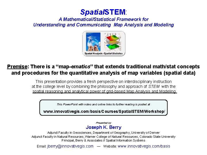 Spatial STEM A MathematicalStatistical Framework for Understanding and