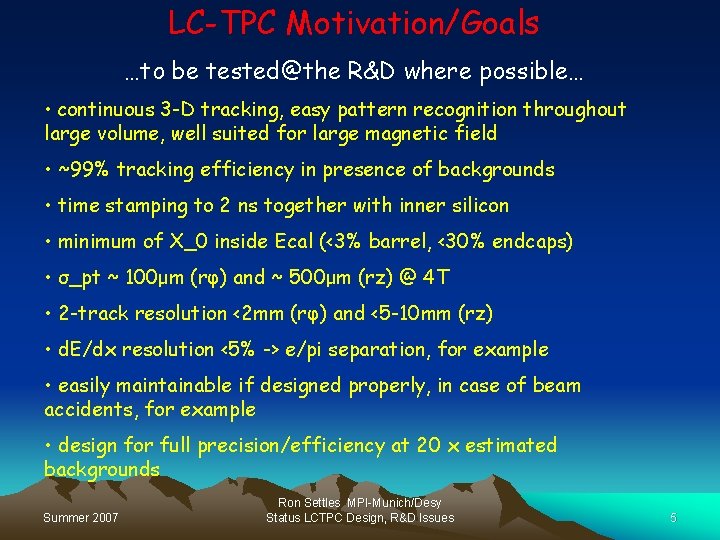 TPC RD for an ILC Detector Brief Status
