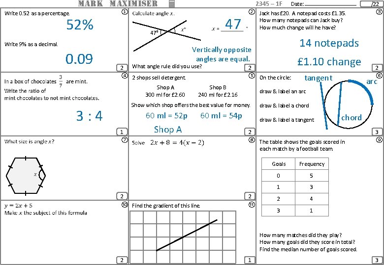 MARK MAXIMISER Write 0 52 as a percentage