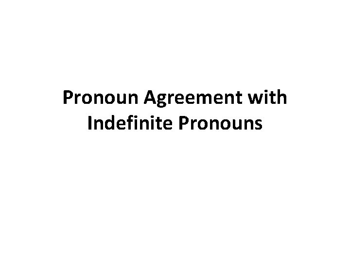 Pronoun Agreement with Indefinite Pronouns A PRONOUN is