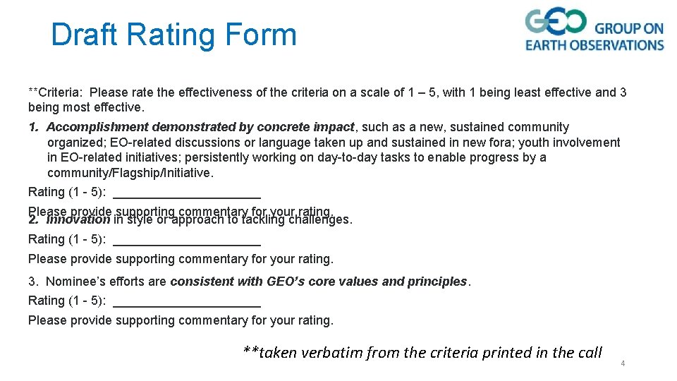 Awards Team Update GEO 16 th Programme Board