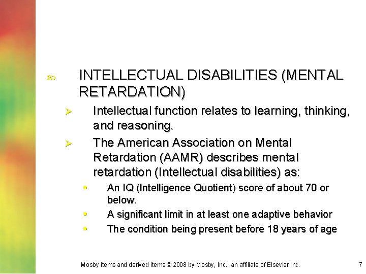 Chapter 45 Developmental Disabilities Mosby items and derived