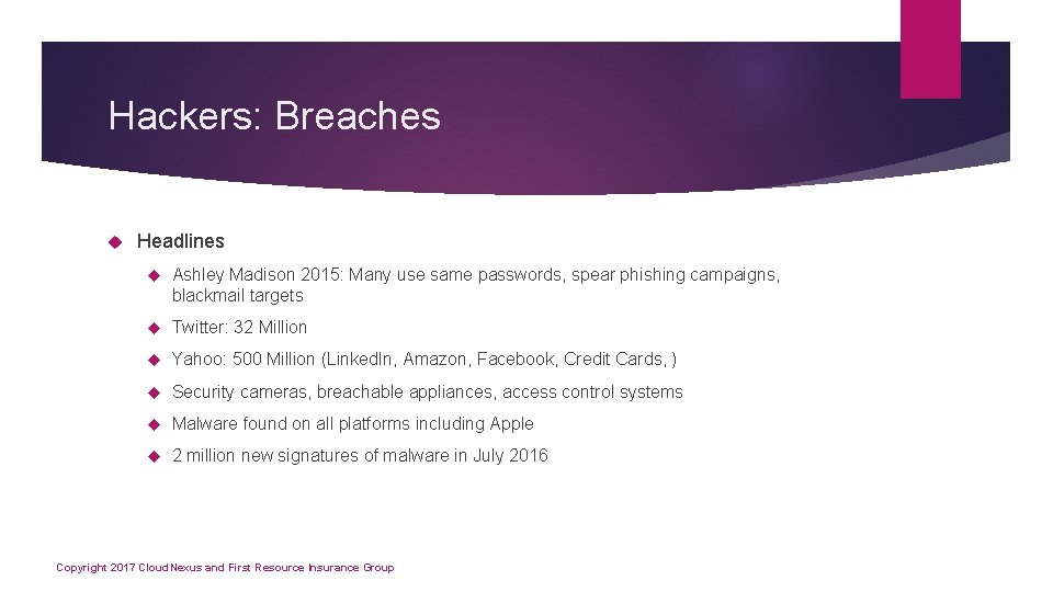 Cyber Security Threats 2017 CLOUDNEXUS AND FIRST RESOURCE