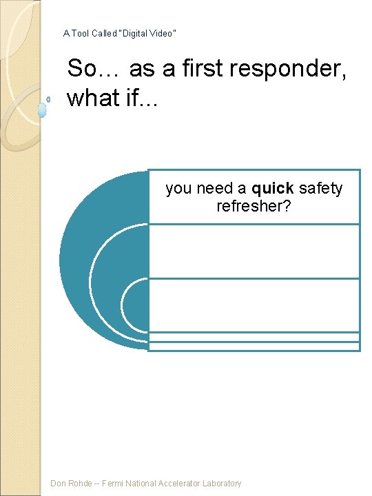 A Tool Called Digital Video Fermilab Operators bring