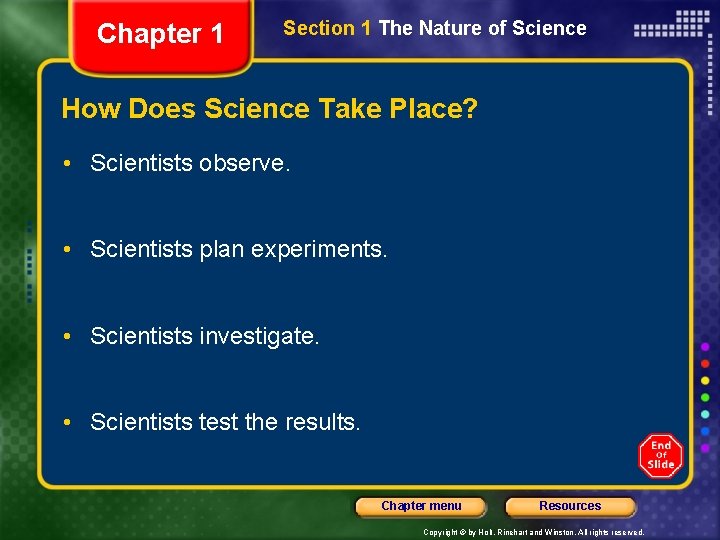 Chapter 1 Section 1 The Nature of Science