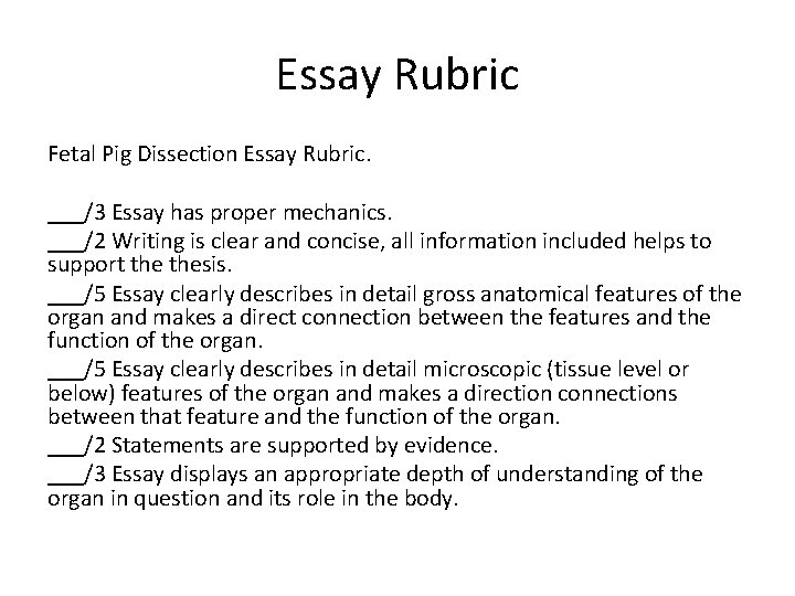 Fetal Pig Lab Student Response Slide Show Group