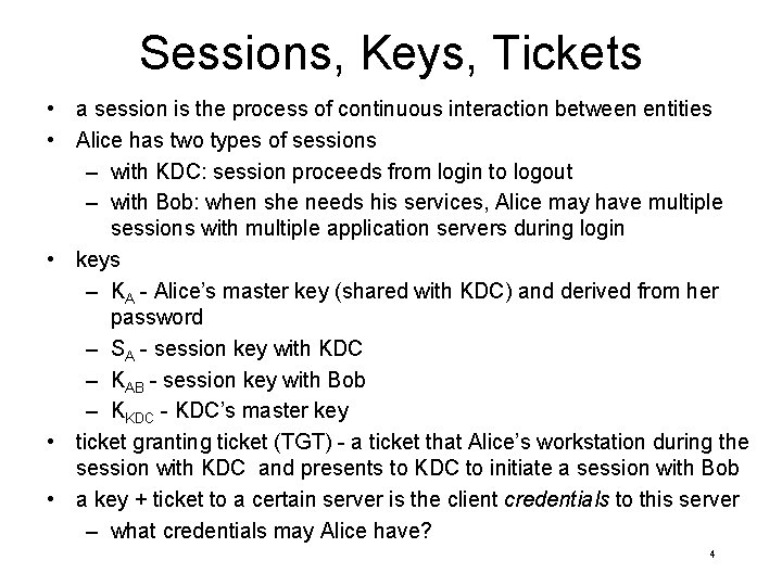 Lecture 12 Kerberos terms and configuration phases logging