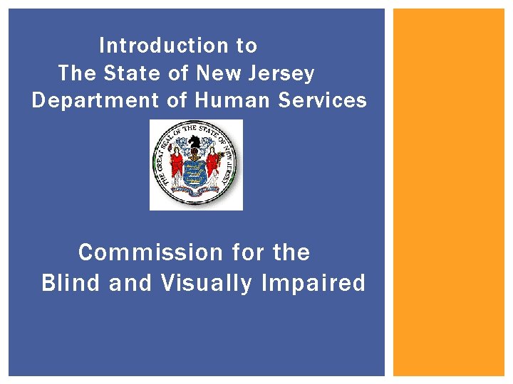 Introduction to The State of New Jersey Department