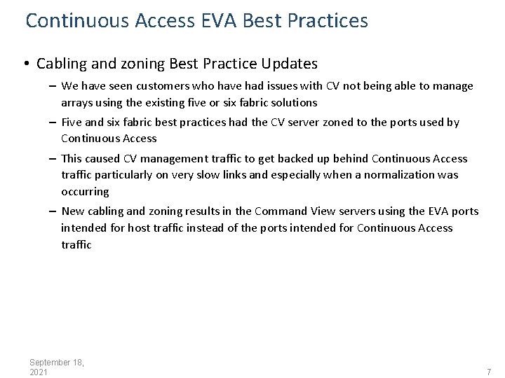 CA Architecture November 2009 Cabling and Best Practices