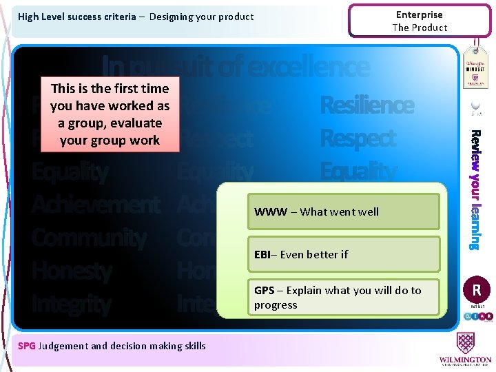 High Level success criteria Designing your product Enterprise