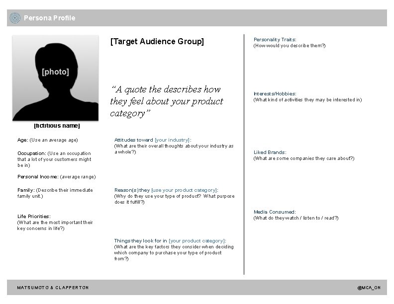 Persona Profile Target Audience Group A quote the
