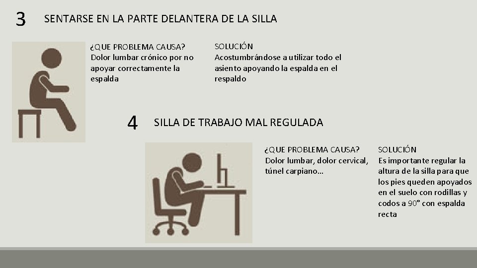 Las 10 malas posturas ms comunes PROBLEMA SOLUCIN
