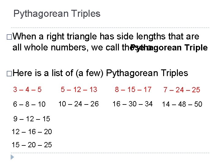 Geometry Unit 8 The Pythagorean Theorem The Pythagorean