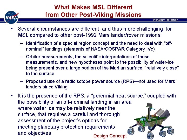 Mars Science Laboratory Planetary Protection Landing Site Constraints