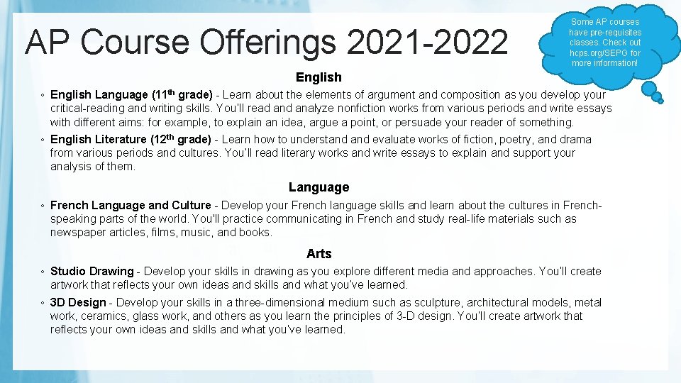 CMW ADVANCED PLACEMENT OFFERINGS NMSI What are Advanced