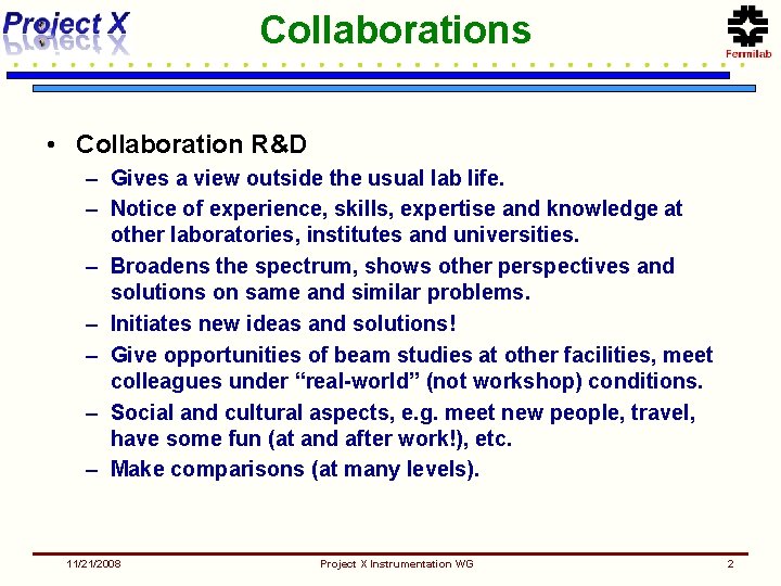 Collaborations on Beam Instrumentation RD A personal view