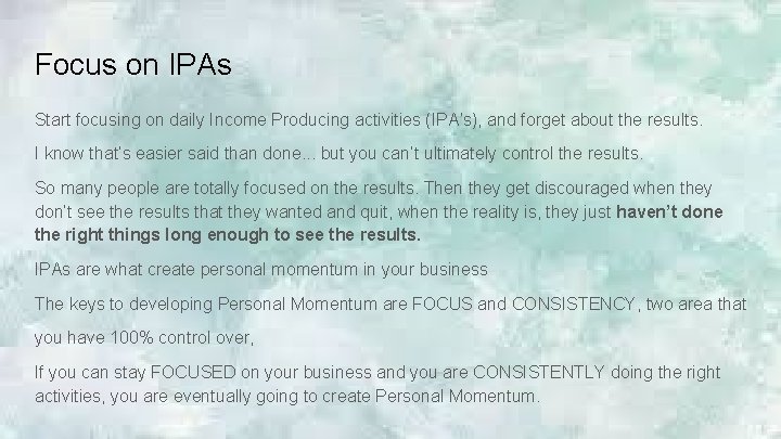 What to Focus on in Your Biz Focus