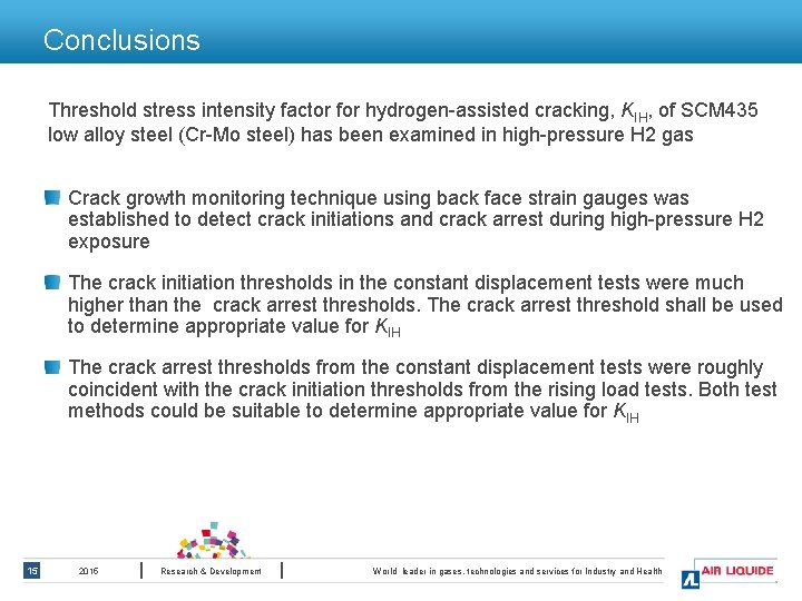 Threshold stress intensity factor for hydrogen assisted cracking