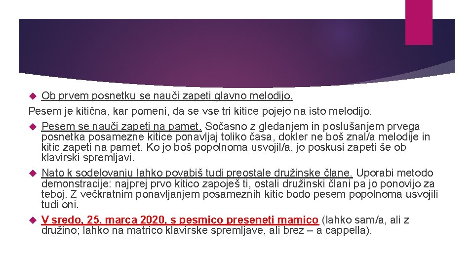 25 marec 2020 materinski dan POUK GLASBENE UMETNOSTI